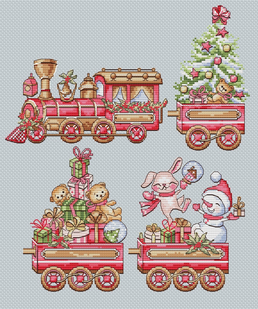 Christmas Train Cross Stitch Pattern, Holiday Embroidery (PDF Pattern ...