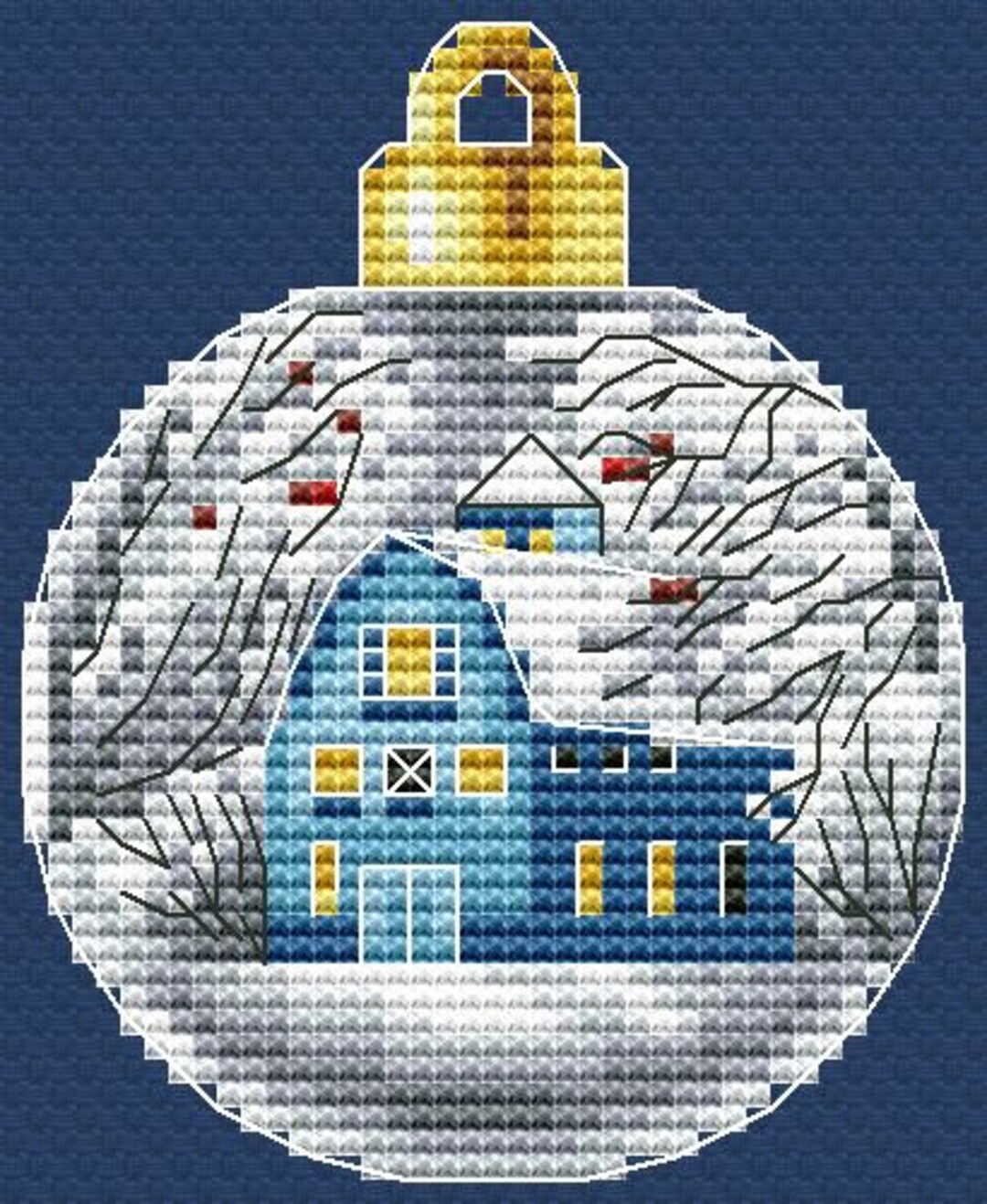 Winter Barn Cross Stitch Pattern House Pattern Christmas Ornament PDF ...