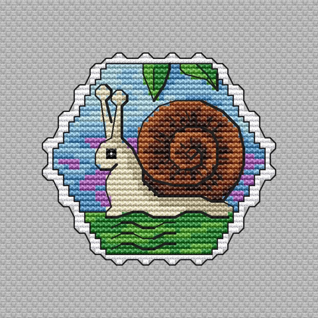 Snail Cross Stitch Pattern Postage Stamp Pattern Cartoon Embroidery ...