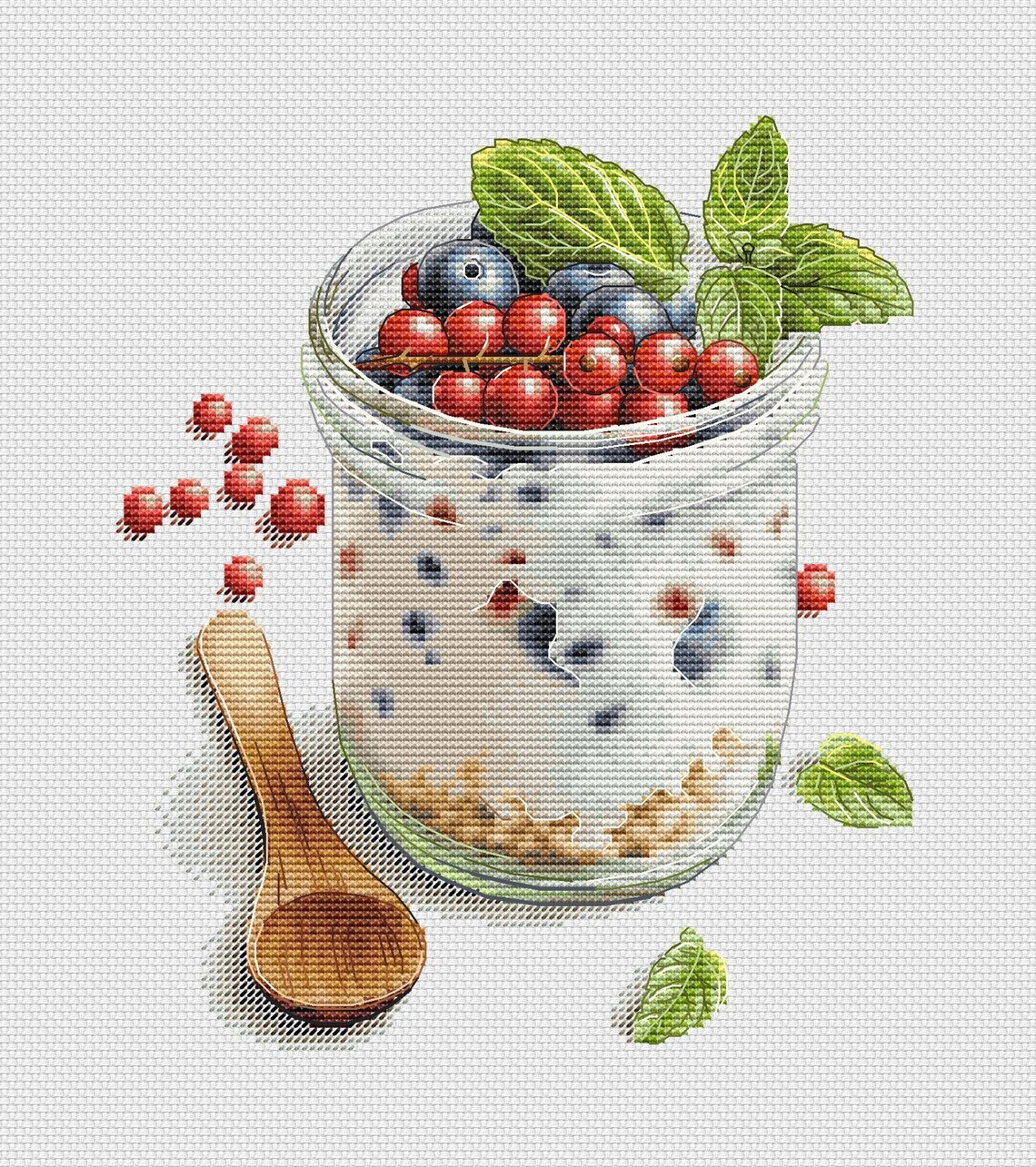 Berries Cross Stitch Pattern Still Life Pattern Yogurt PDF - Etsy
