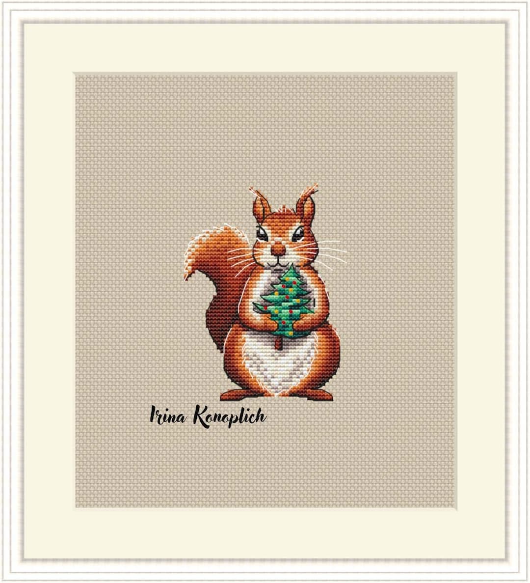 Squirrel Cross Stitch Pattern Christmas Tree Pattern Christmas PDF ...