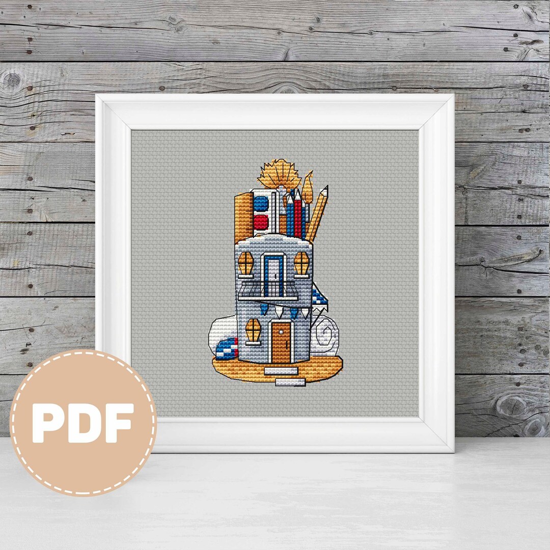 Artist House Cross Stitch Pattern Cute House Pattern House Embroidery ...
