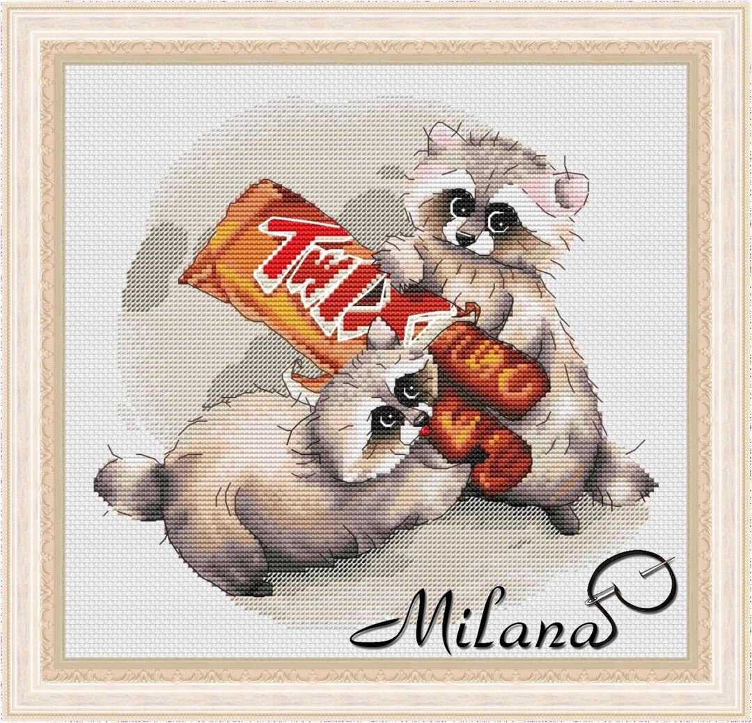 Raccoons Cross Stitch Pattern Cute Raccoon Pattern Twix PDF Pattern ...