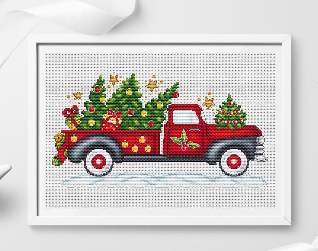 Christmas Truck Cross Stitch Pattern Christmas Tree PDF - Etsy