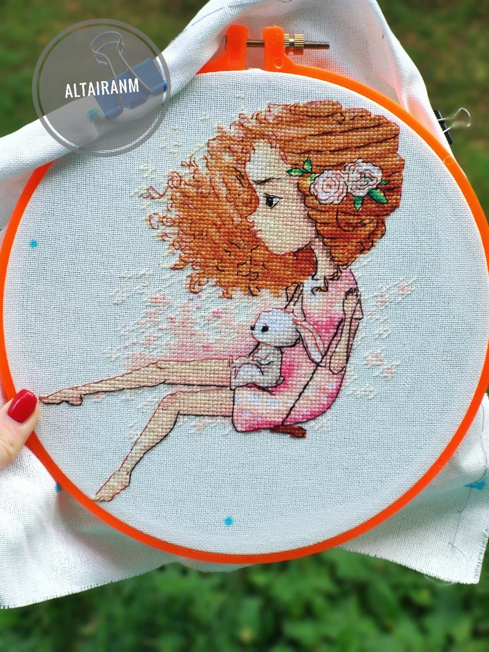 Ginger Girl Cross Stitch Pattern Curly Girl Pattern Bunny - Etsy