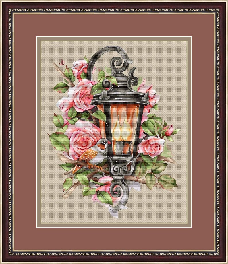 Street Light Cross Stitch Pattern Lantern PDF Pattern Bird - Etsy