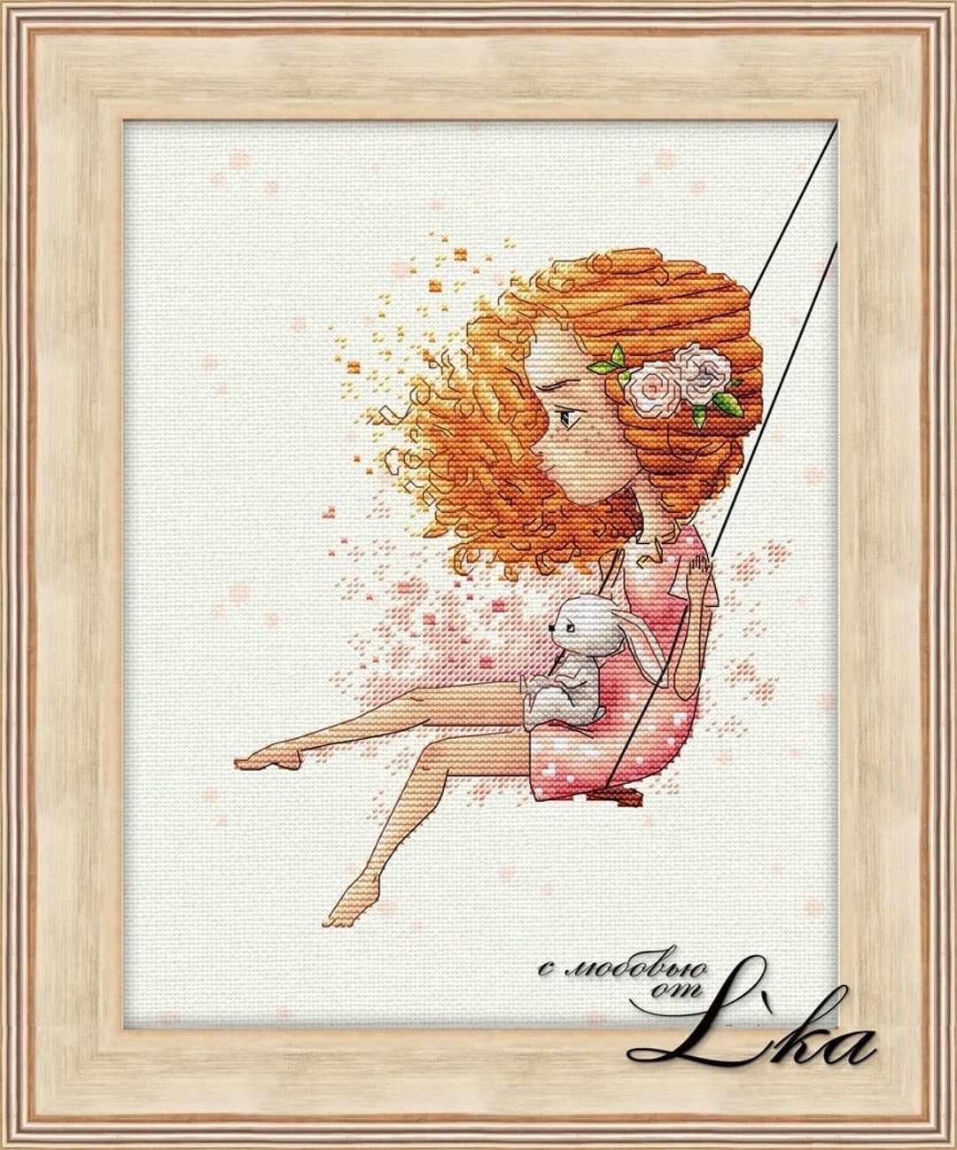 Ginger Girl Cross Stitch Pattern Curly Girl Pattern Bunny Embroidery ...