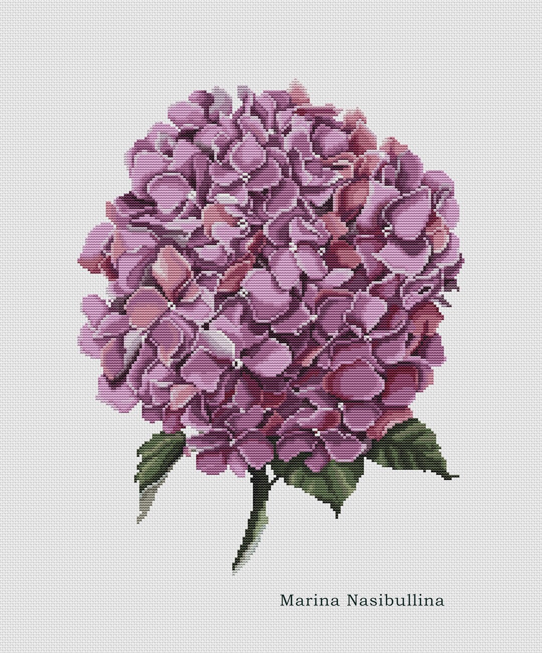 Pink Hydrangea Cross Stitch Pattern Flowers Pattern Floral Cross Stitch ...