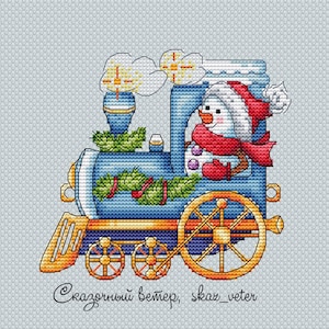 Christmas Train Cross Stitch Pattern: Snowman Holiday Design (PDF ...
