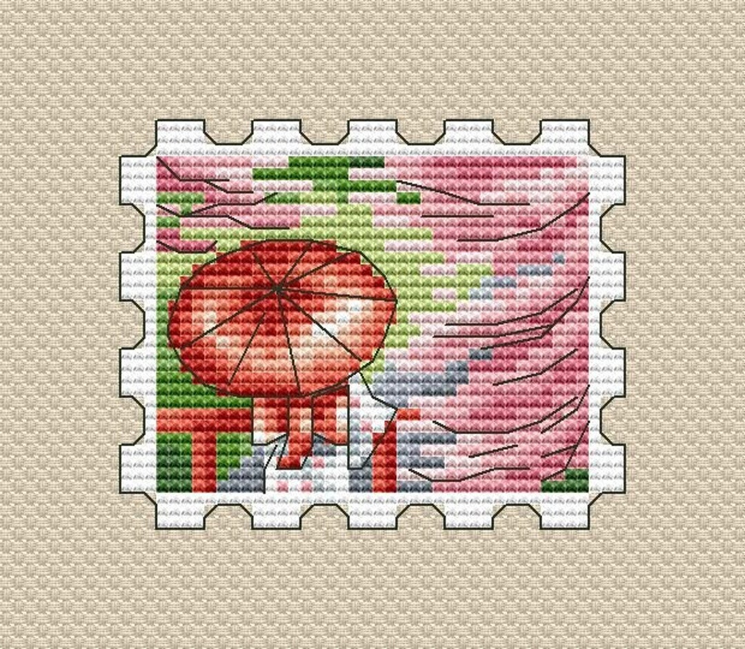 Japanese Girl Cross Stitch Pattern Postage Stamp Pattern Asian PDF ...