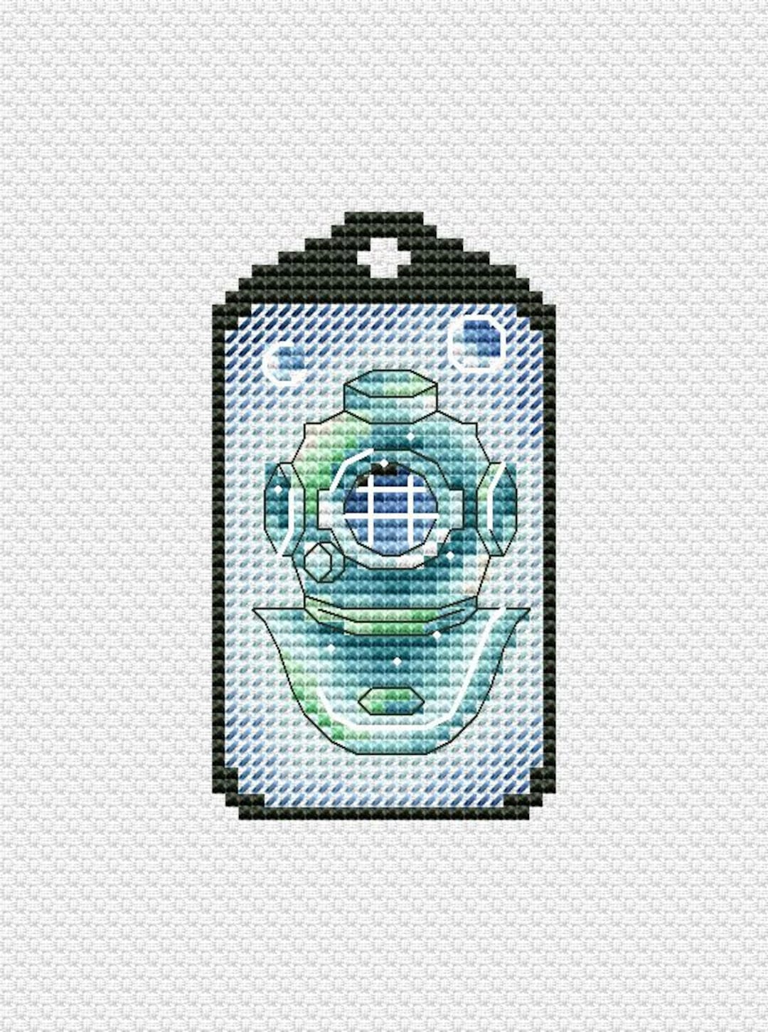 Diving Suit Cross Stitch Pattern Tag Pattern Keychain PDF Pattern Small ...
