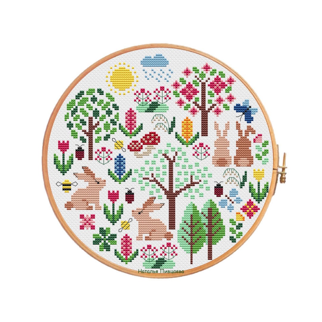Spring Cross Stitch Pattern Spring Sampler PDF Pattern Rabbit ...