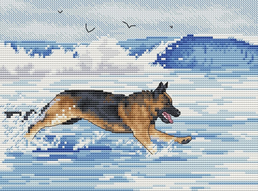 German Shepherd Cross Stitch Pattern Dog Pattern Seaside PDF Pattern ...