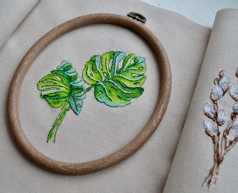 Monstera Cross Stitch Pattern Leaf Pattern Plant Embroidery - Etsy