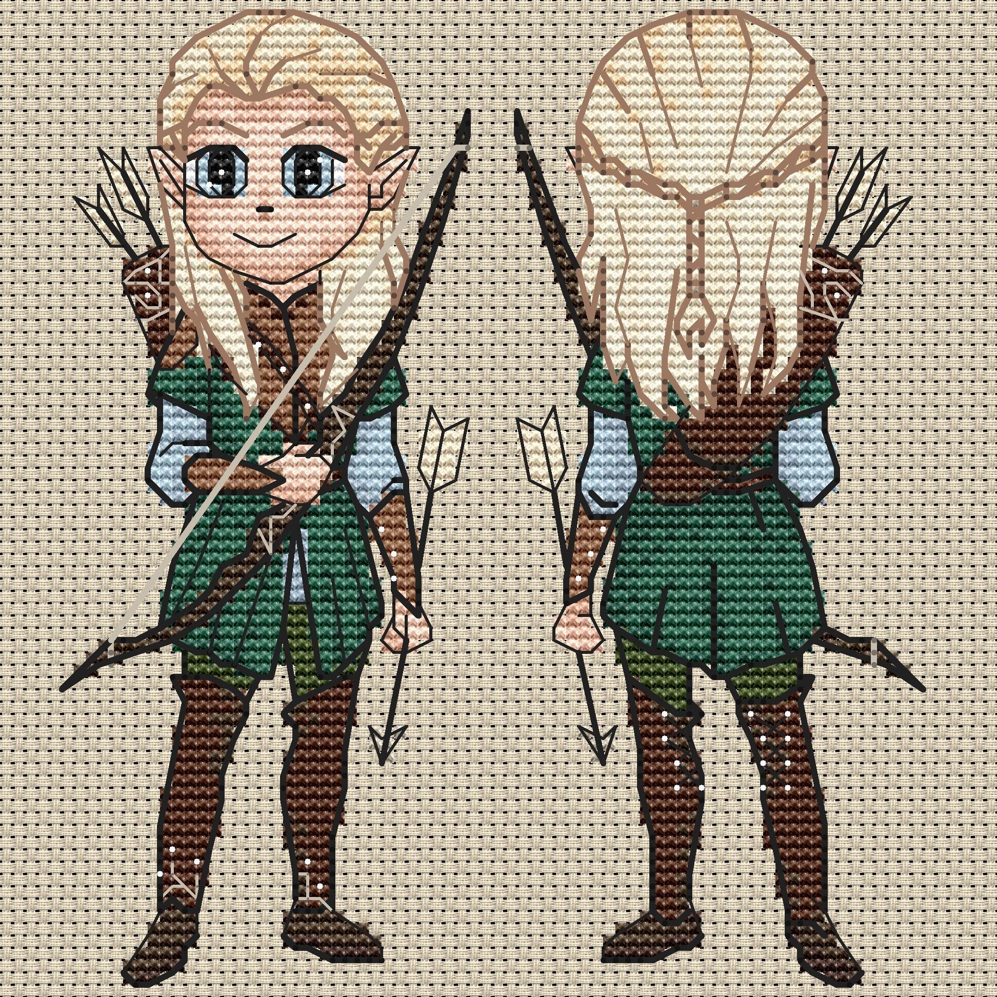 Elven Archer Cross Stitch Pattern Elf Pattern Fantasy Pattern - Etsy