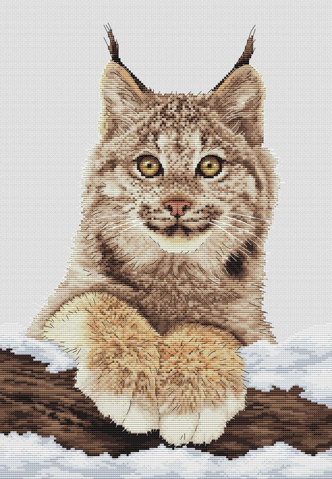 Lynx Cross Stitch Pattern Wild Cat PDF Pattern Nature Embroidery Lynx Cub Pattern Cute Lynx ...