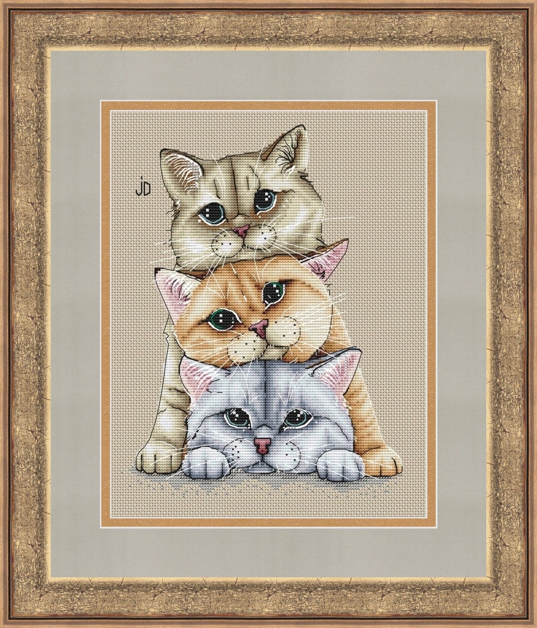 Cute Cats Cross Stitch Pattern Cats PDF Pattern Grey Cat Embroidery Orange Cat Pattern British ...