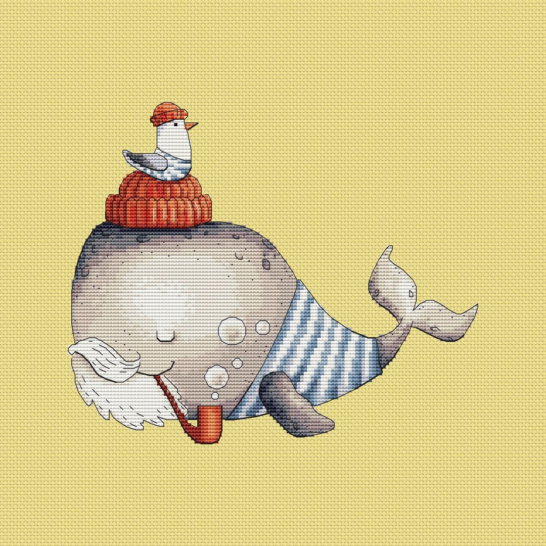 Whale Cross Stitch Pattern Seagull Pattern Marine PDF Pattern Sailor ...