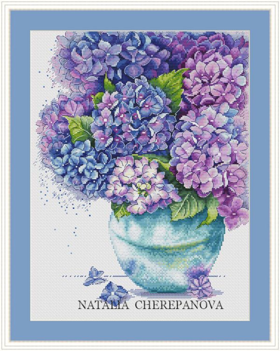 Hydrangea Bouquet Cross Stitch Pattern Hydrangeas Pattern PDF Floral ...