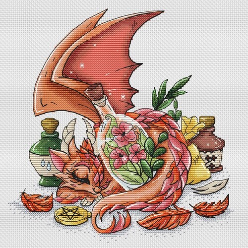 Cozy Dragon Cross Stitch Pattern Fantasy Pattern Cute Dragon - Etsy