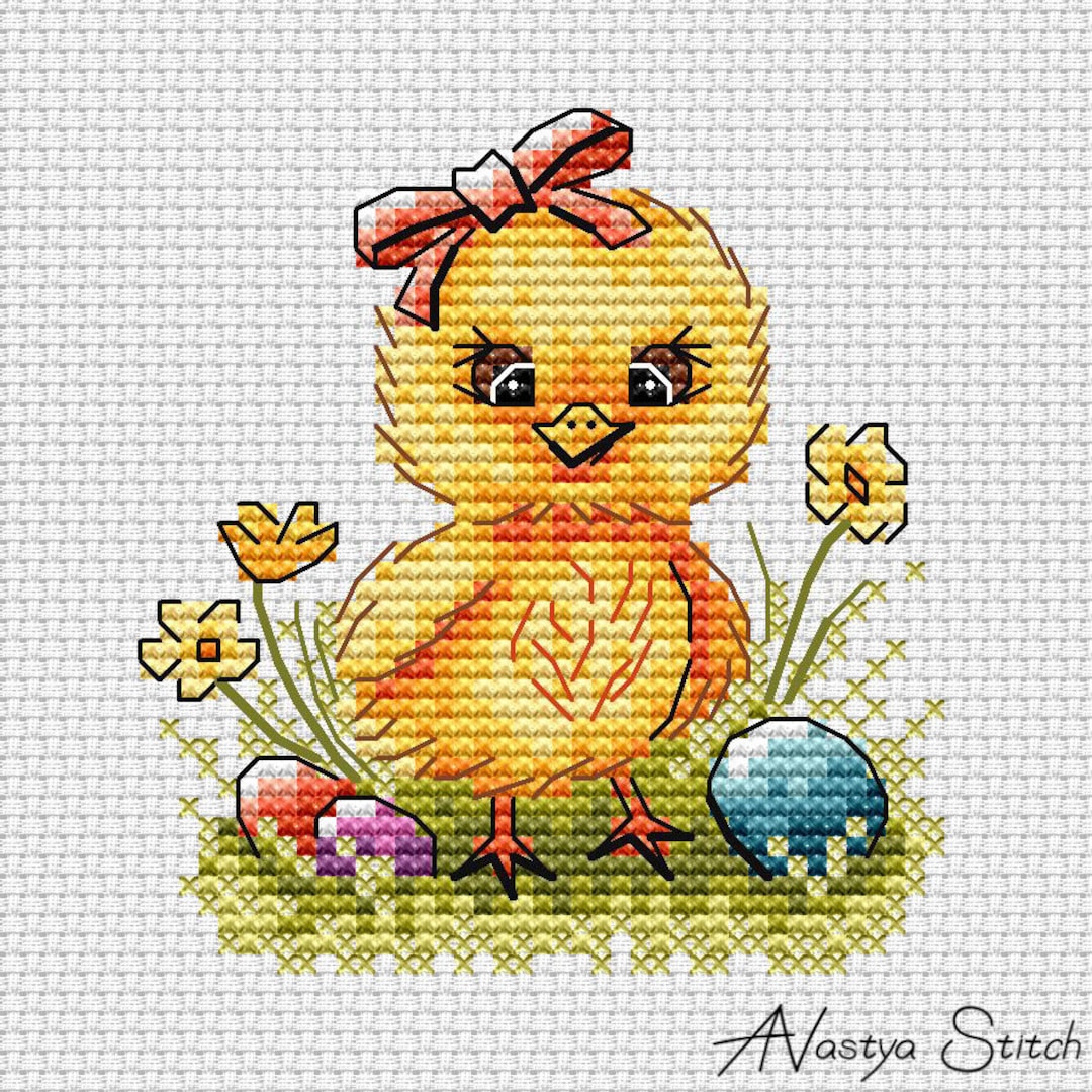Easter Chick Cross Stitch Pattern Easter Pattern Easter Eggs PDF Pattern Easter Chicken Pattern ...