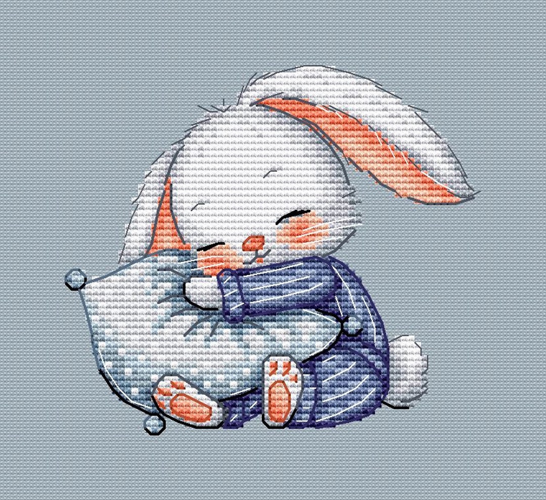 Sleepy Bunny Cross Stitch Pattern Baby Bunny Pattern Cartoon PDF ...