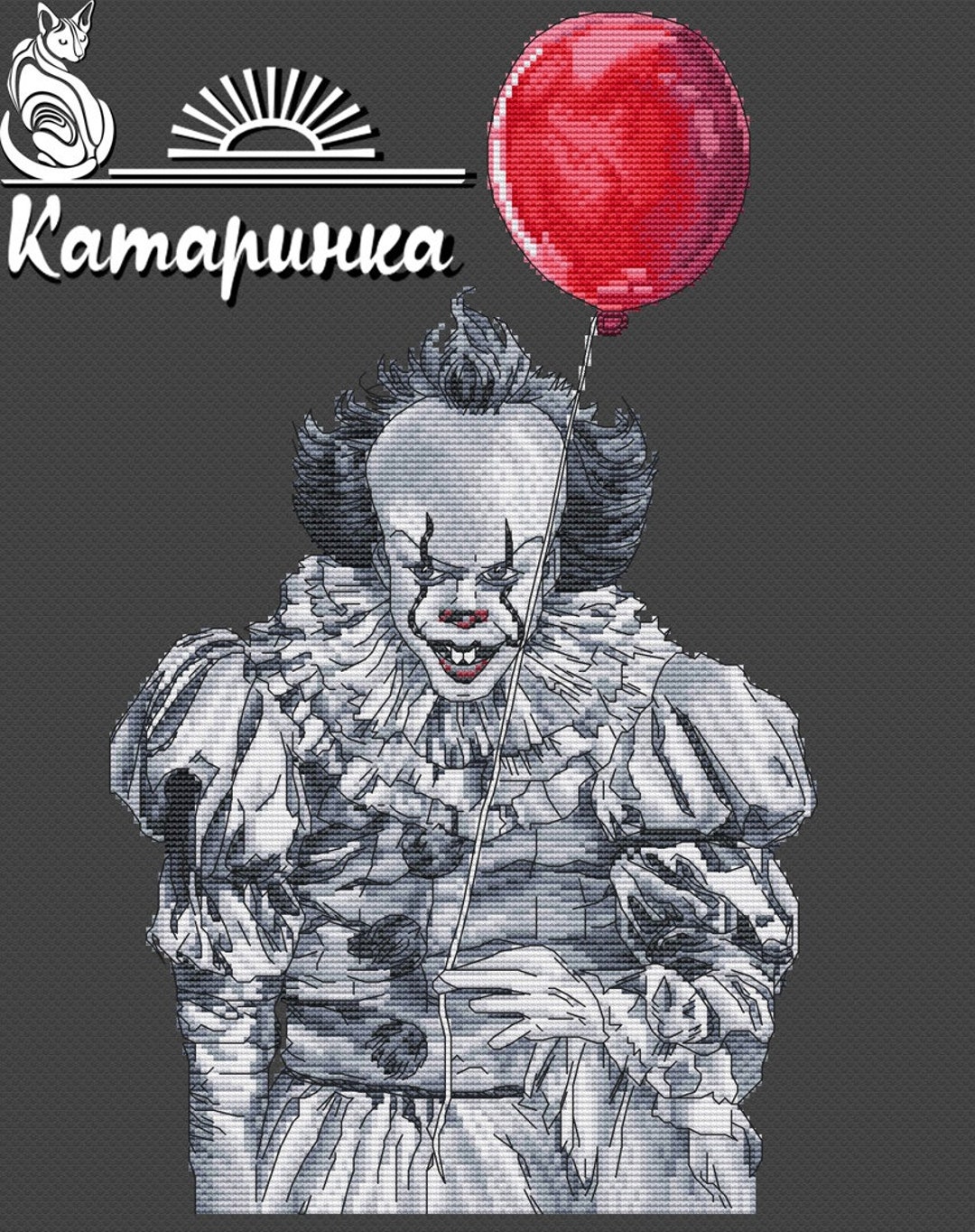Pennywise Cross Stitch Pattern Pennywise Pattern Halloween Embroidery ...