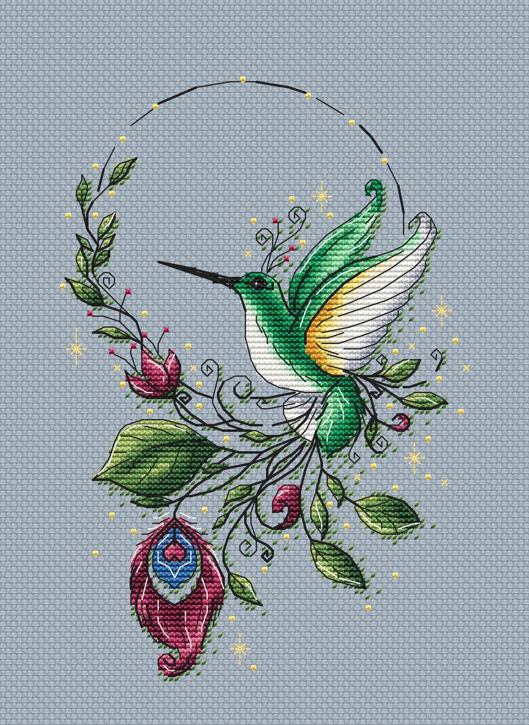 Hummingbird Cross Stitch Pattern Bird of Paradise Pattern Bird ...