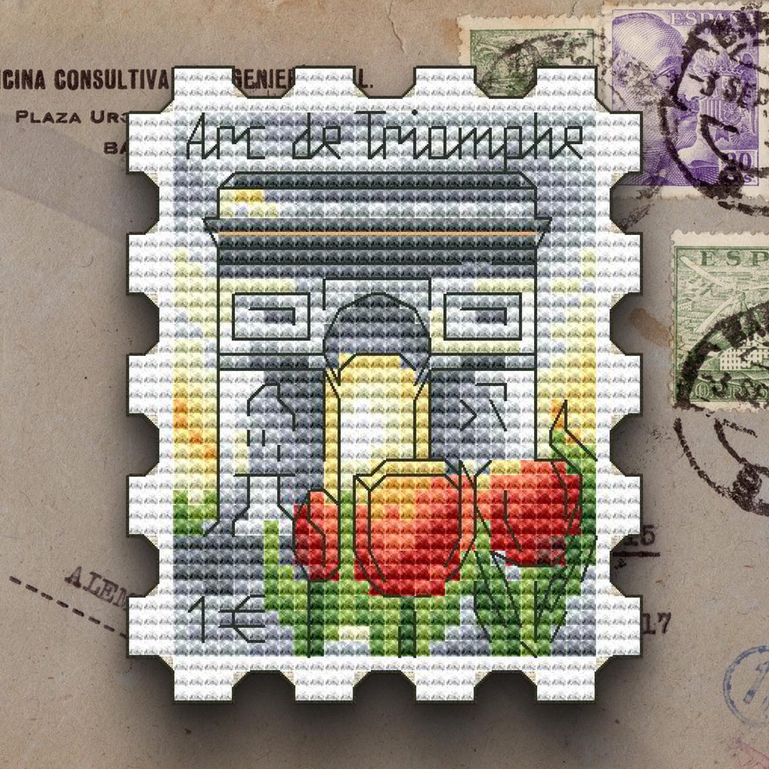 Arc De Triomphe Cross Stitch Pattern: Paris Postage Stamp (PDF Pattern ...
