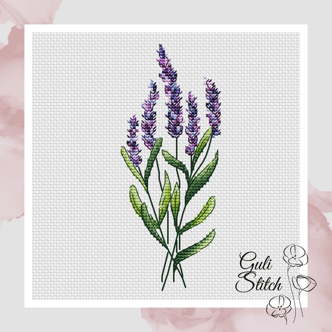 Lavender Cross Stitch Pattern Flowers Pattern Floral Embroidery ...