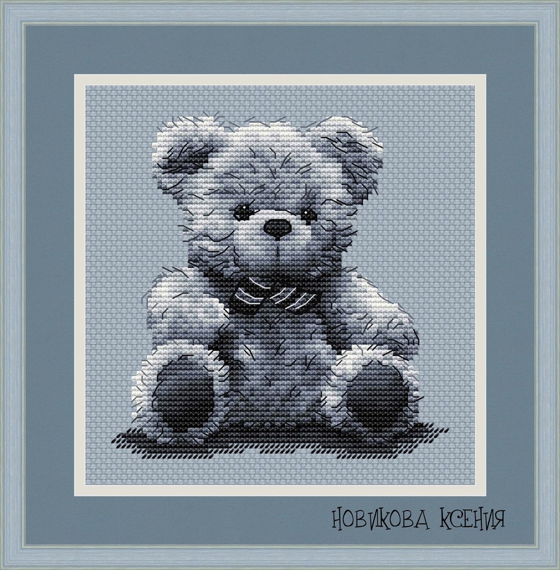 Teddy Bear Cross Stitch Pattern Grayscale Pattern Teddy Cross - Etsy