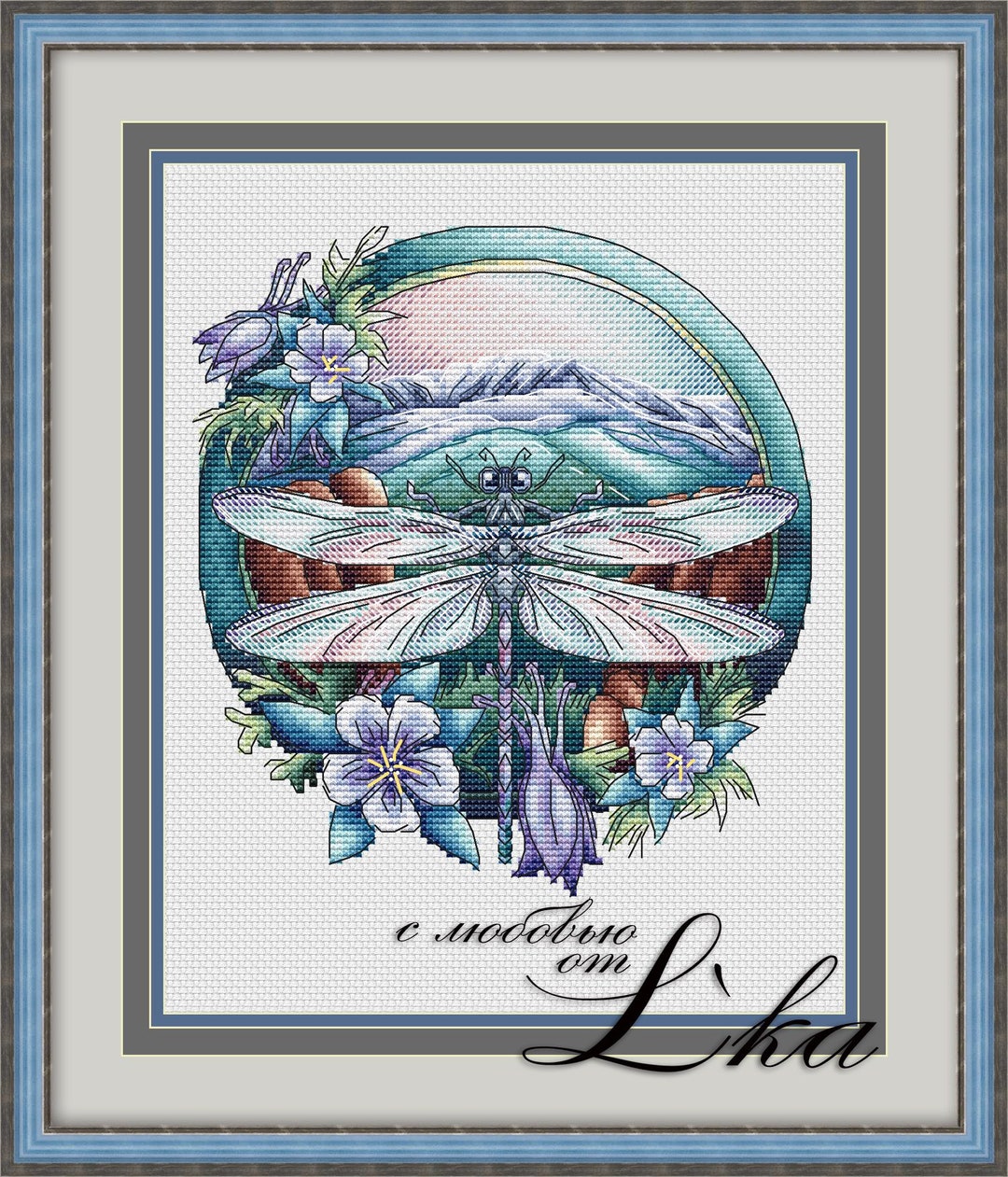 Dragonfly Cross Stitch Pattern Flowers Pattern Dragonfly Embroidery ...