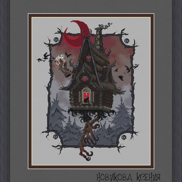 Baba Yaga's Hut Cross Stitch Pattern, Baba Yaga's Witch House, the ...