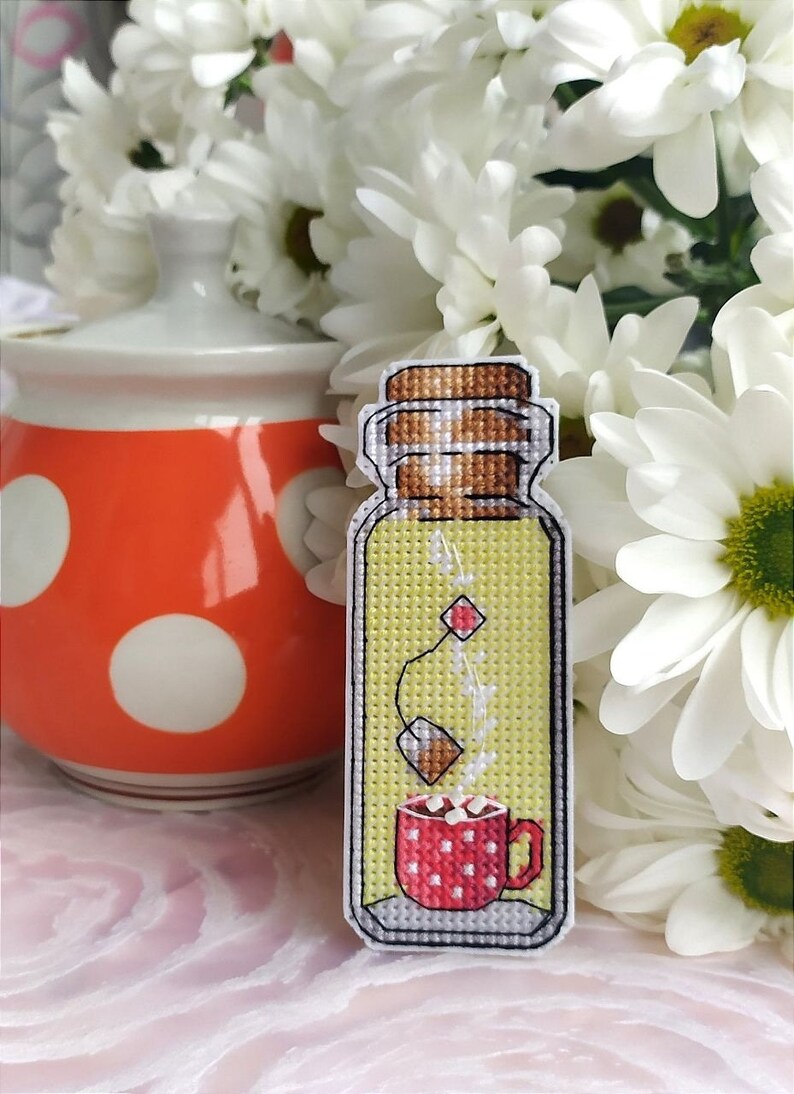 Tea Cup Cross Stitch Pattern Bottle Pattern Tea Bag PDF - Etsy