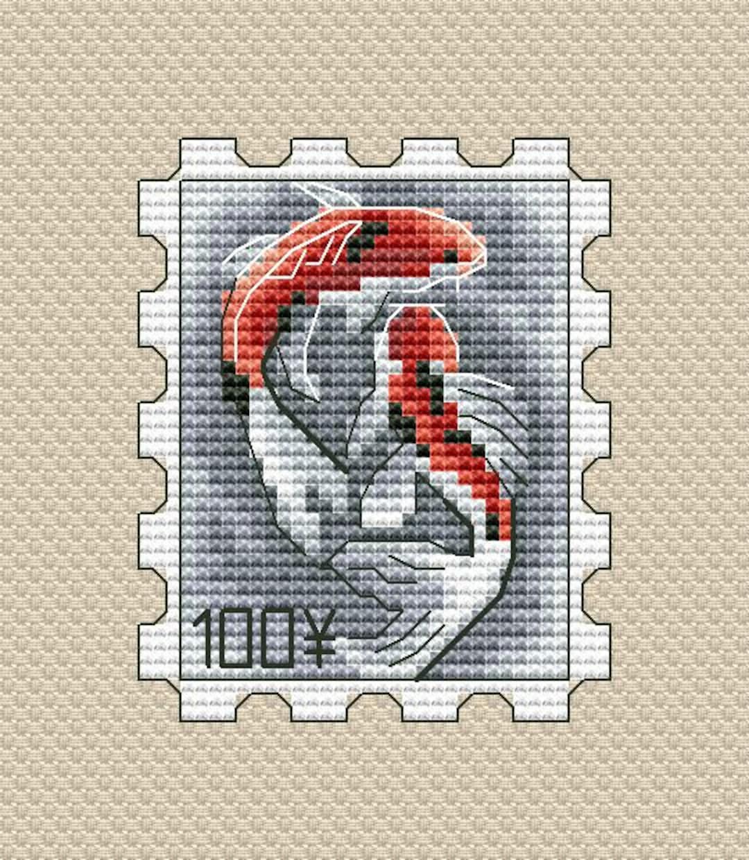 Koi Carp Cross Stitch Pattern Postage Stamp Pattern Fish PDF Pattern ...