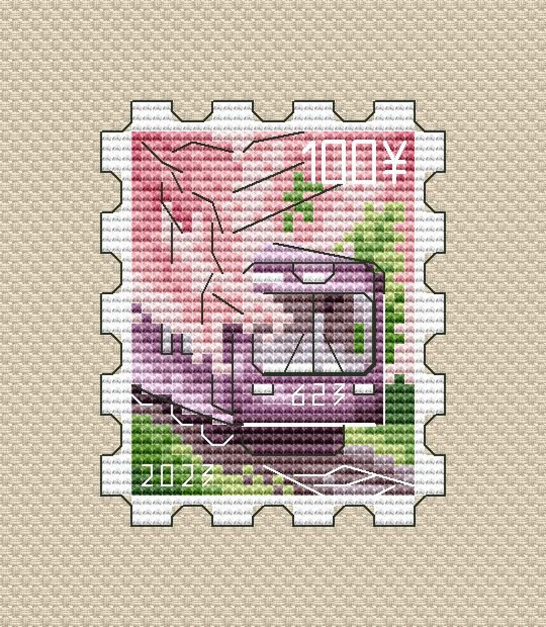 Tram Cross Stitch Pattern Postage Stamp Pattern Small PDF Pattern Mini ...