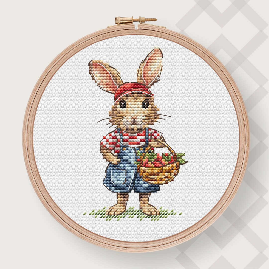 Cute Bunny Cross Stitch Pattern Cartoon Embroidery Rabbit - Etsy