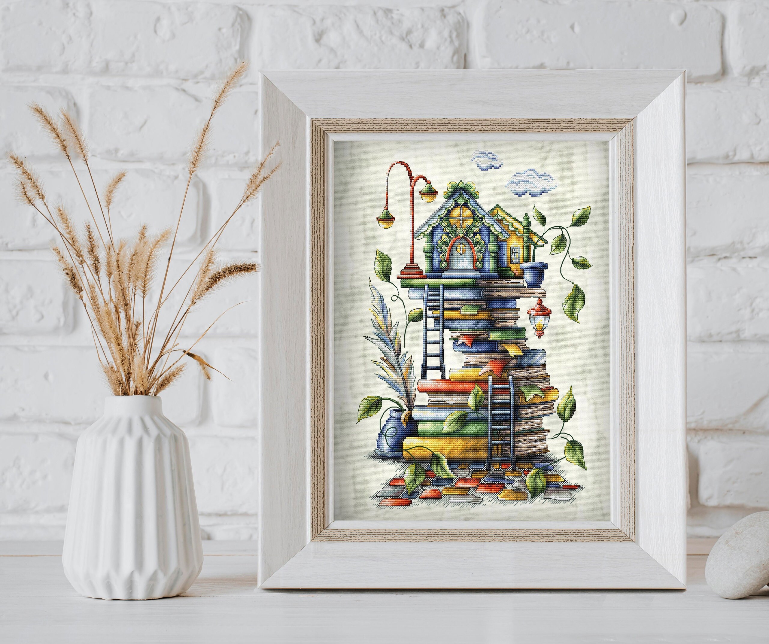Books Cross Stitch Pattern House Pattern Fairytale Embroidery - Etsy