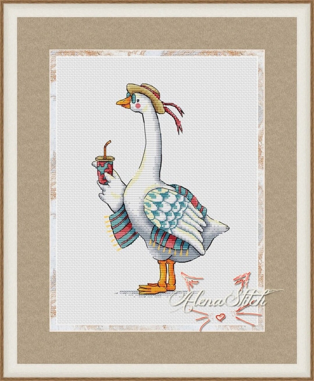 Cute Goose Cross Stitch Pattern Funny Bird Pattern Vacation PDF Pattern ...