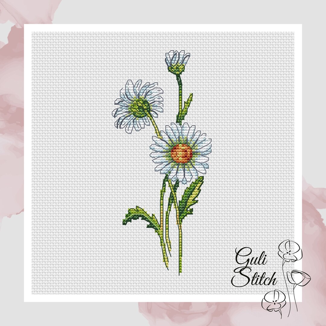 Chamomile Flower Cross Stitch Pattern: Floral Embroidery (PDF Download ...