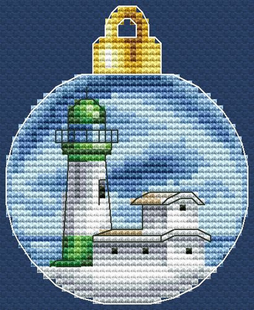 Green Lighthouse Cross Stitch Pattern Old Lighthouse Pattern Christmas ...