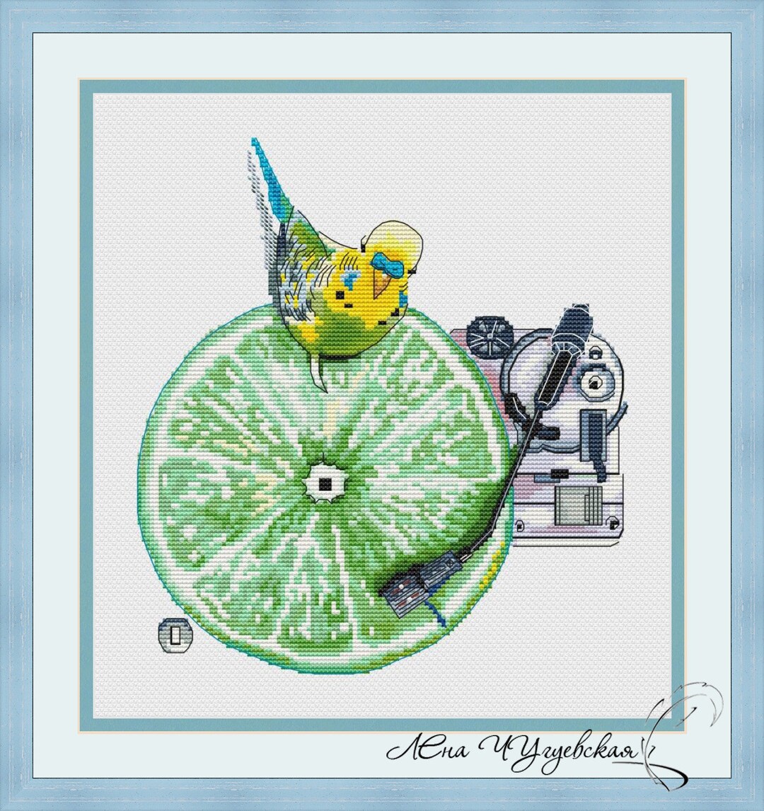 Budgie Cross Stitch Pattern Lime PDF Pattern Bird Embroidery Budgerigar ...