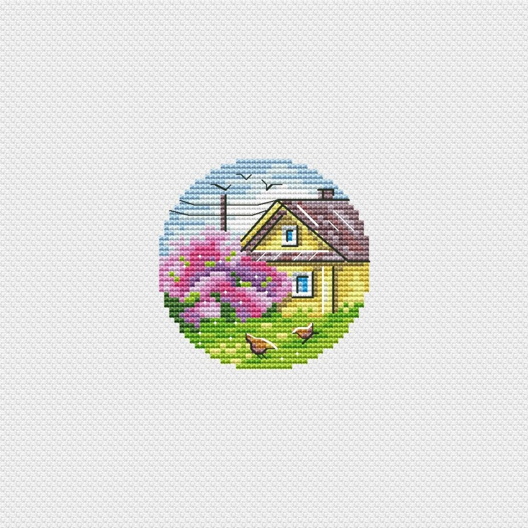 Yellow Cottage Cross Stitch Pattern Little House Pattern Cute House PDF ...