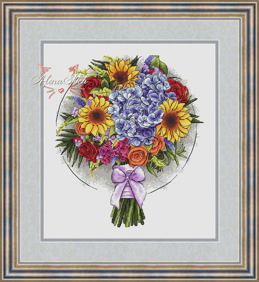 Sunflowers Cross Stitch Pattern Red Roses Pattern Flowers PDF Pattern ...