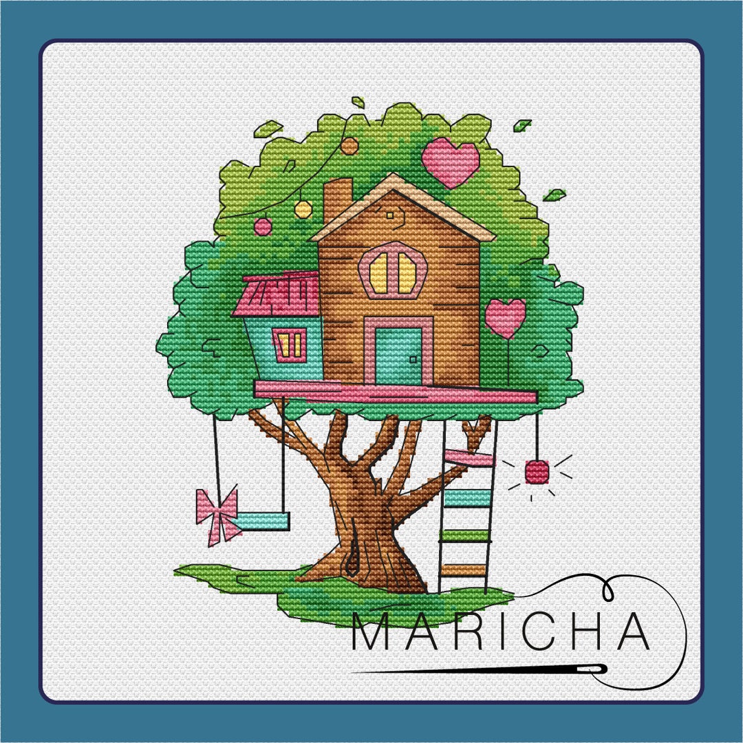 Treehouse Cross Stitch Pattern Summer Pattern Little House PDF Pattern ...