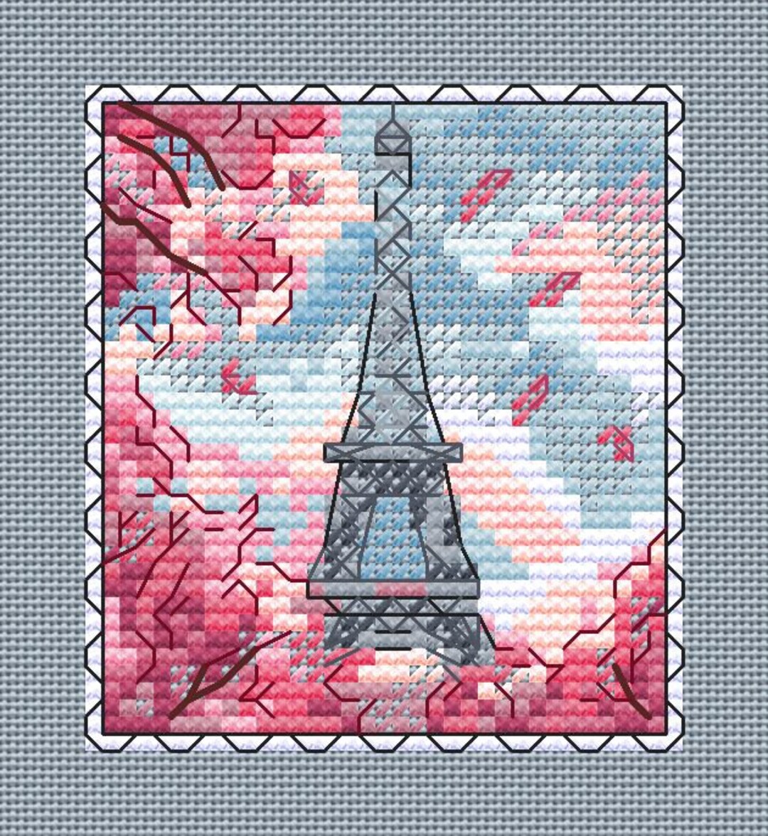 Eiffel Tower Cross Stitch Pattern Postage Stamp Pattern Paris PDF ...