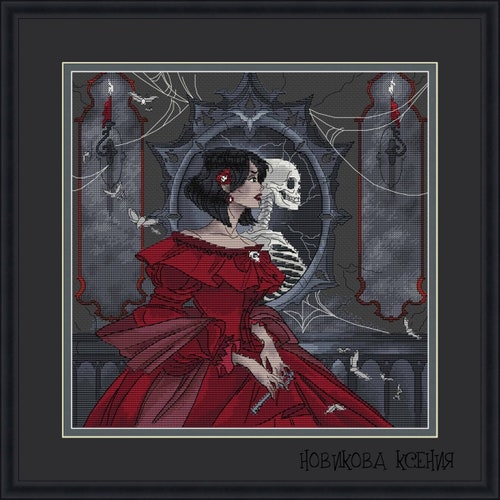 Lady in Red Cross Stitch Pattern Vampire Pattern Skeleton - Etsy