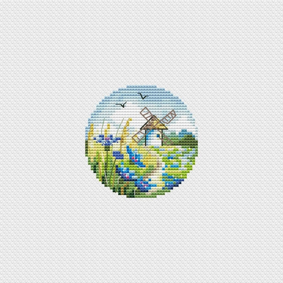 Mill Cross Stitch Pattern Flower Field Pattern Corflowers PDF Pattern ...