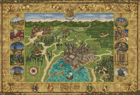 Magic School Cross Stitch Pattern Fantasy Pattern Map PDF - Etsy Australia