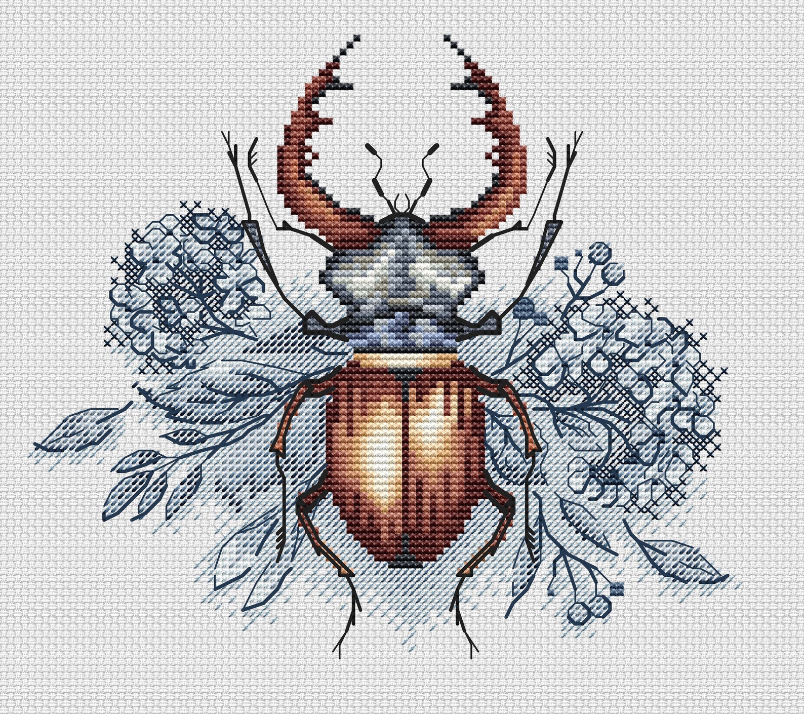 Beetle Cross Stitch Pattern Bug PDF Pattern Stag Beetle Cross - Etsy